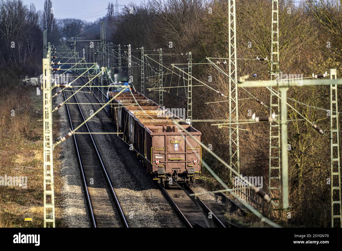 Emschertalbahn, railway line for freight transport, freight train, near ...
