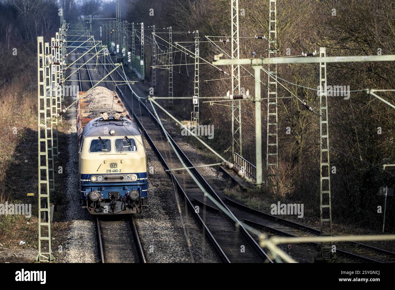 Emschertalbahn, railway line for freight transport, freight train, near ...