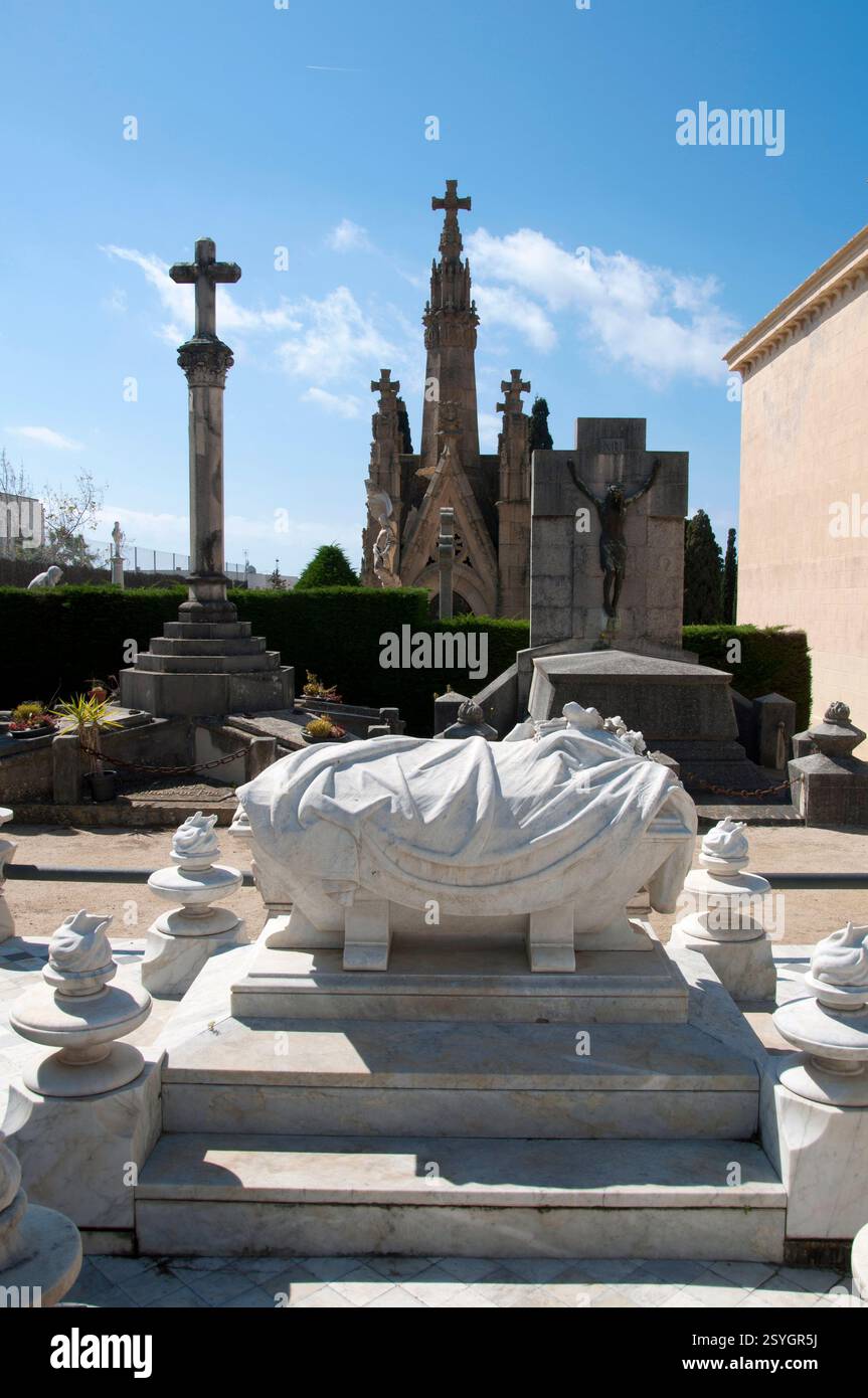 Graveyards in the famous catholic cemetery by the sea in Arenys de Mar ...