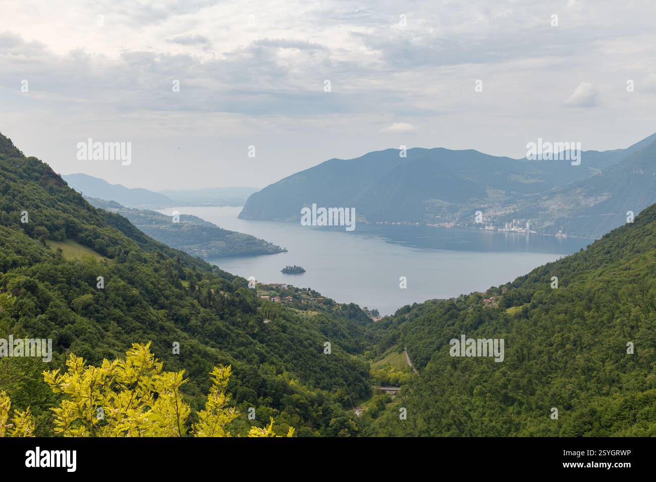 View of lake Iseo, Piramidi di Zone, Italy Stock Photo - Alamy