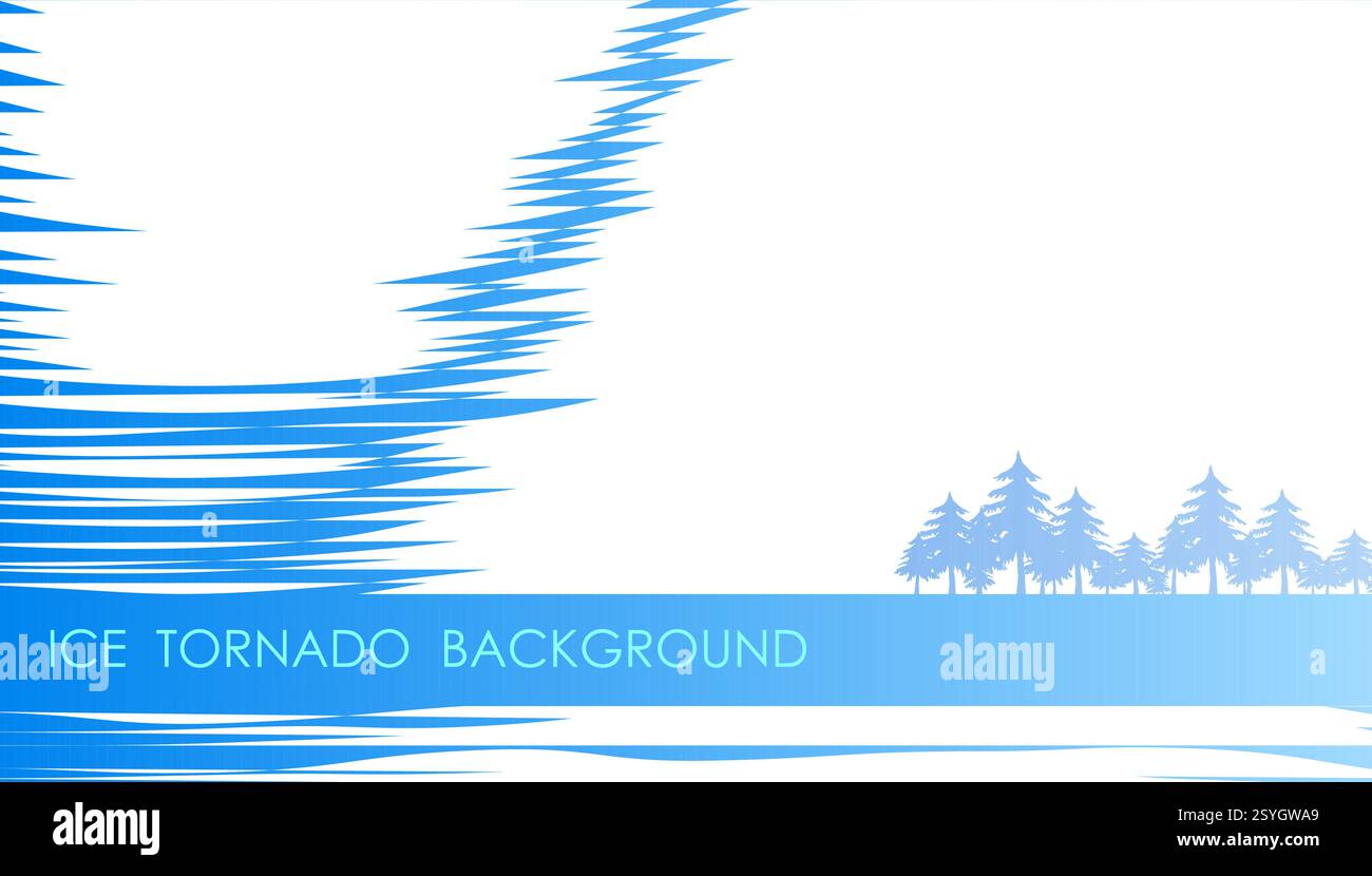 Horizontal ice tornado abstract background with snow storm, cover, site ...