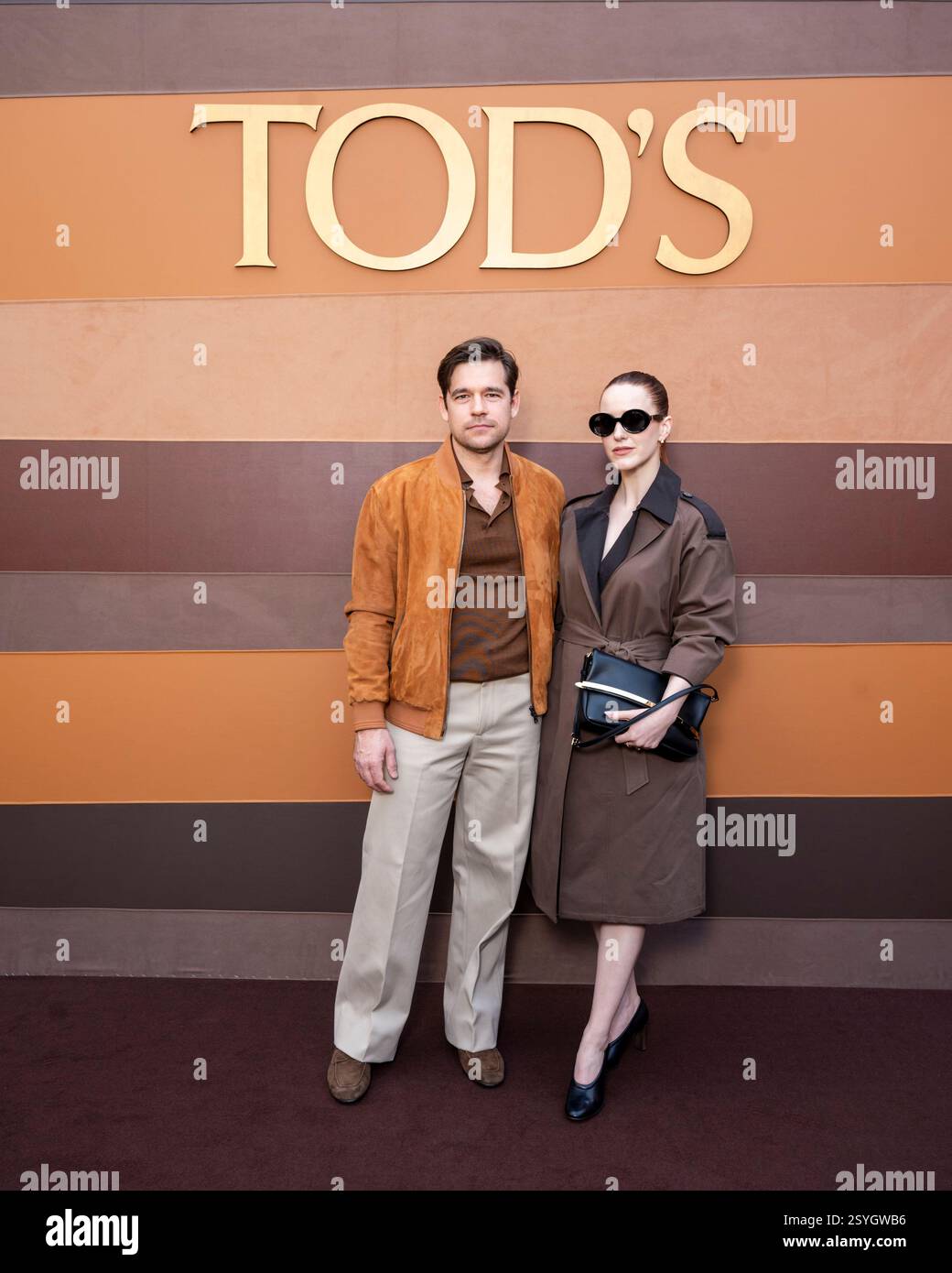 Italy. 28th Feb, 2025. Jason Ralph, Rachel Brosnahan Milano Fashion Week - Women F/W 25-26 Tod's ...