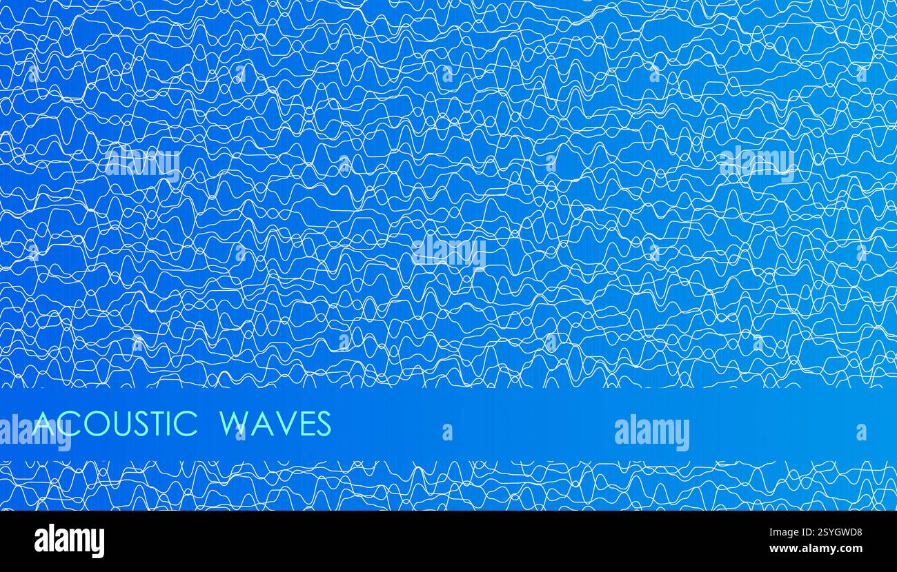Horizontal acoustic signal abstract background with radio ultrasonic ...