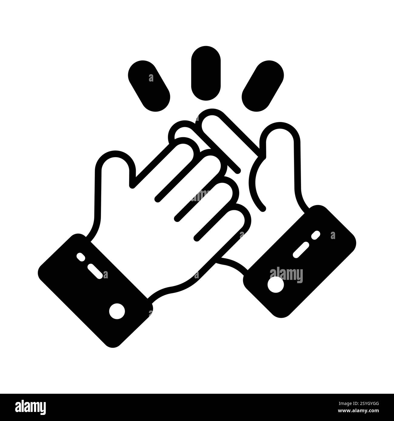 Two people shaking hands concept icon of encouragement in modern style ...
