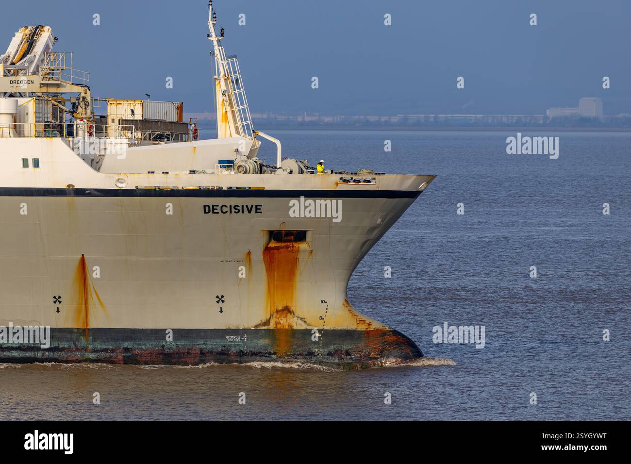 Cable layer Decisive heading for Avonmouth docks Stock Photo - Alamy