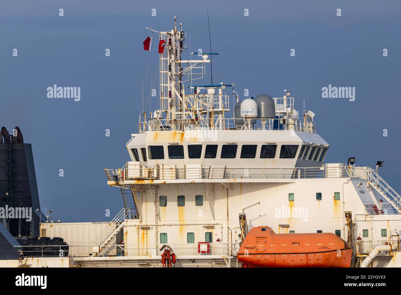 Cable layer Decisive heading for Avonmouth docks Stock Photo - Alamy