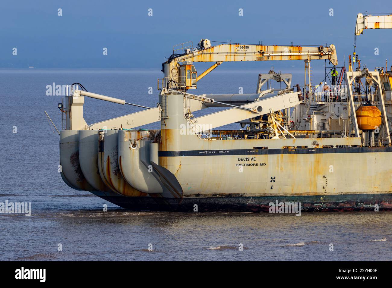 Cable layer Decisive heading for Avonmouth docks Stock Photo - Alamy