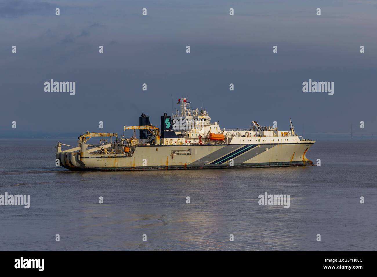 Cable layer Decisive heading for Avonmouth docks Stock Photo - Alamy