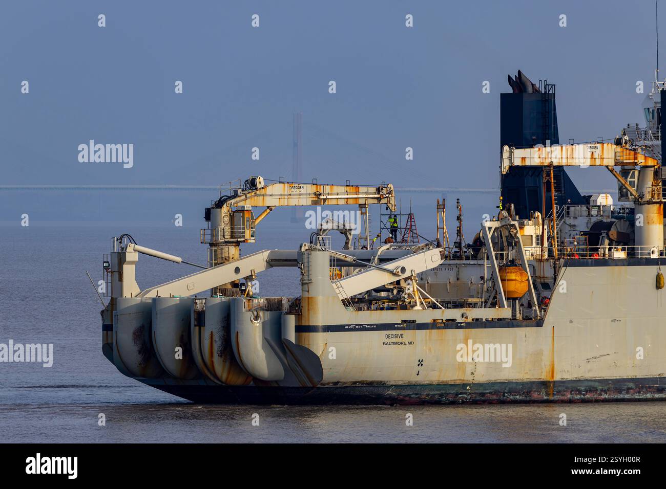 Cable layer Decisive heading for Avonmouth docks Stock Photo - Alamy