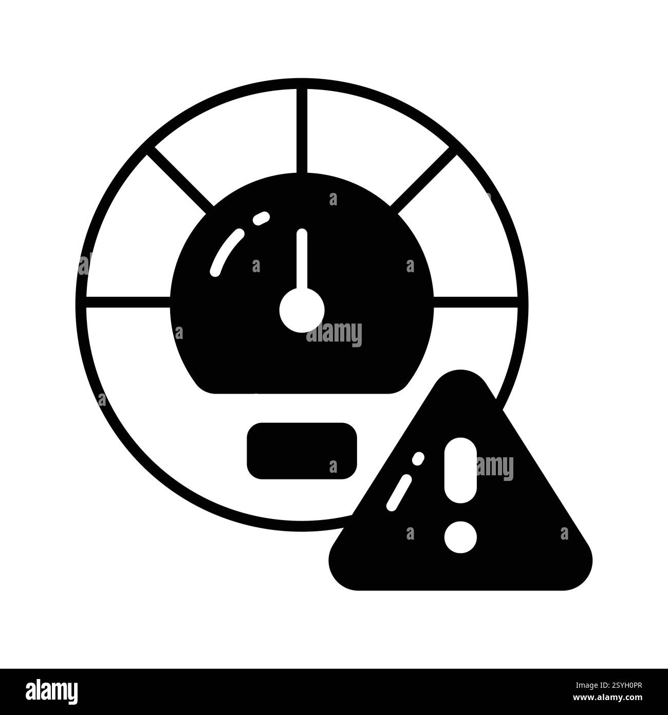 Speedometer with exclamation mark depicting speed limit vector design ...