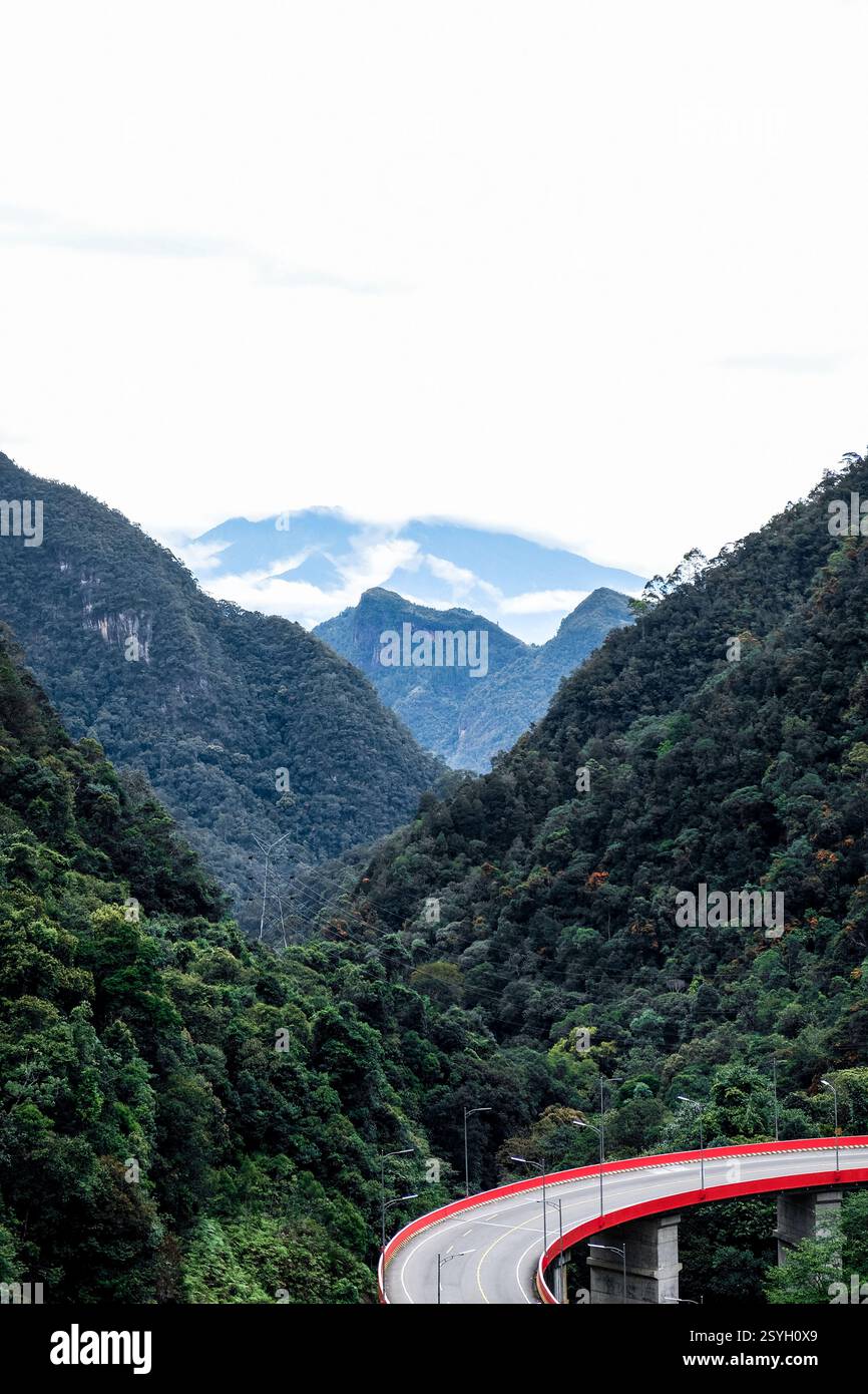 Aerial view of Kelok 9 or Kelok Sembilan, the iconic winding road in ...