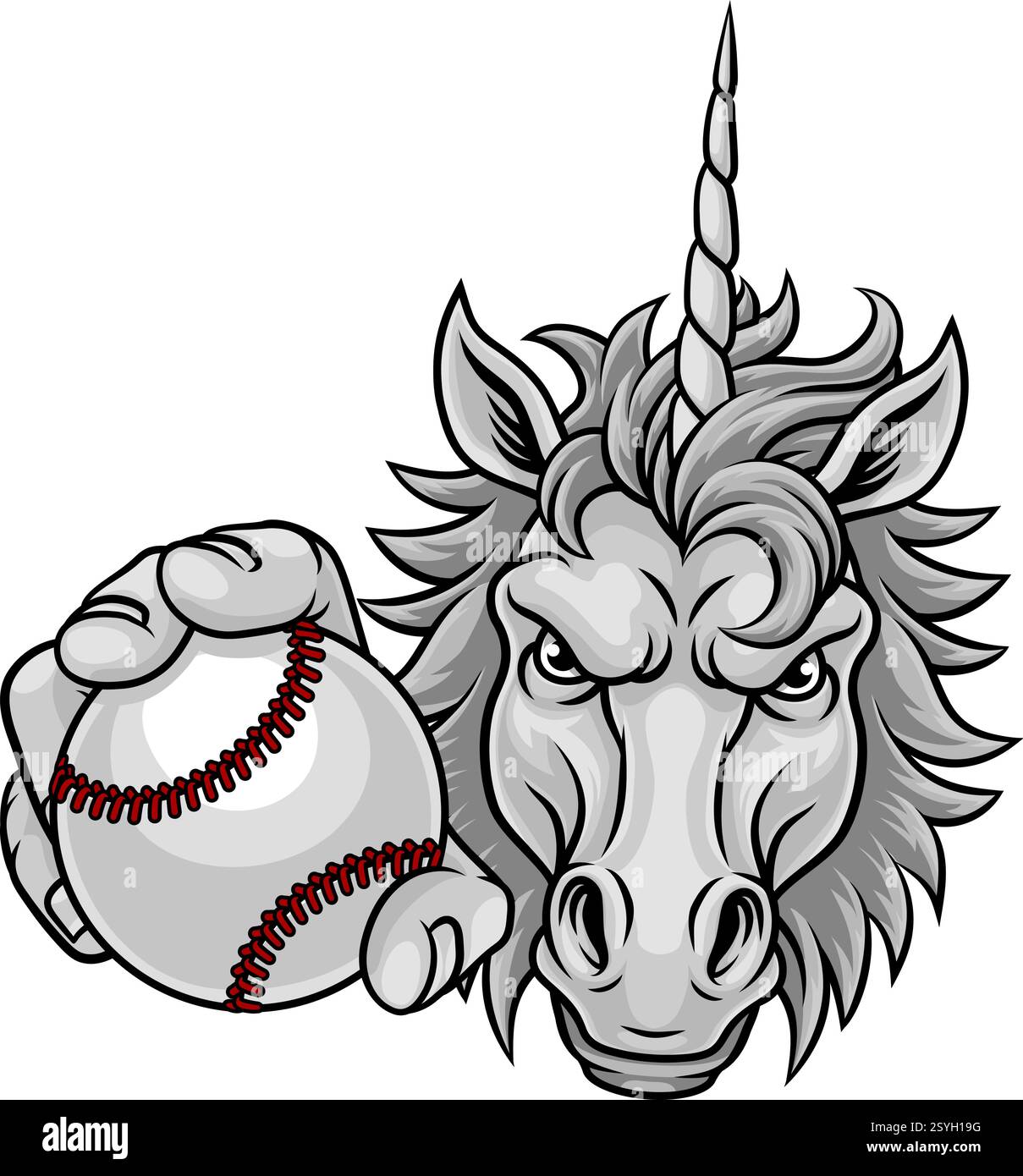 Unicorn Horse Baseball Softball Sports Team Mascot Stock Vector Image ...