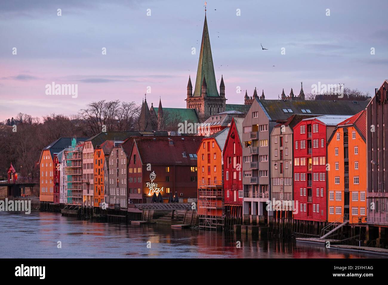 Trondheim, Norway. 28th Feb, 2025. View of warehouses on the River ...