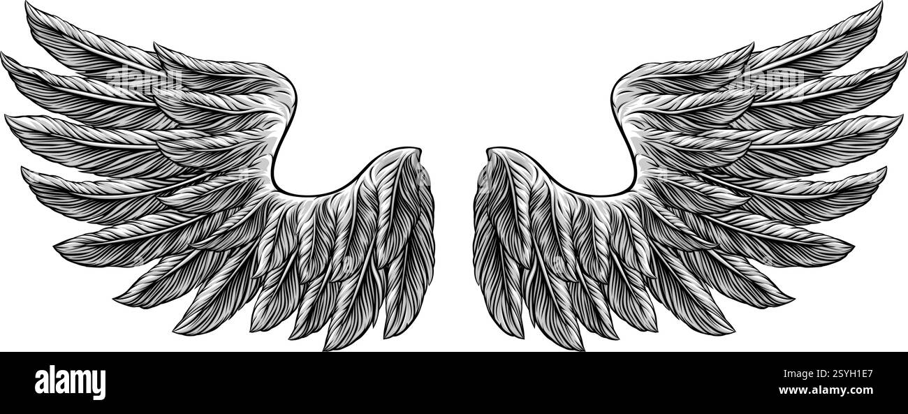 Eagle Angel Wings Tattoo Vintage Woodcut Style Stock Vector Image & Art ...