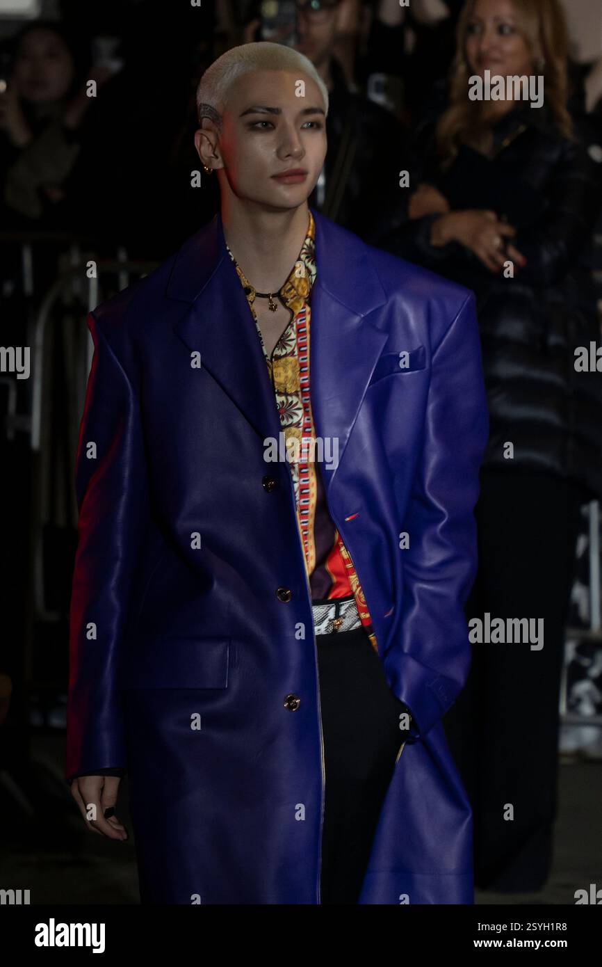 Milan, Italy. 28 February 2025. K-Pop singer Hyunjin of Stray Kids ...