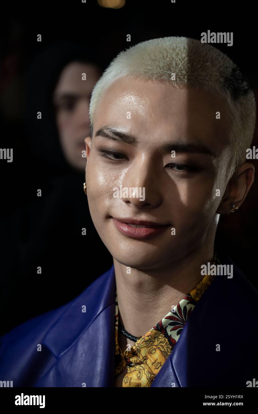 Milan, Italy. 28 February 2025. K-Pop singer Hyunjin of Stray Kids ...