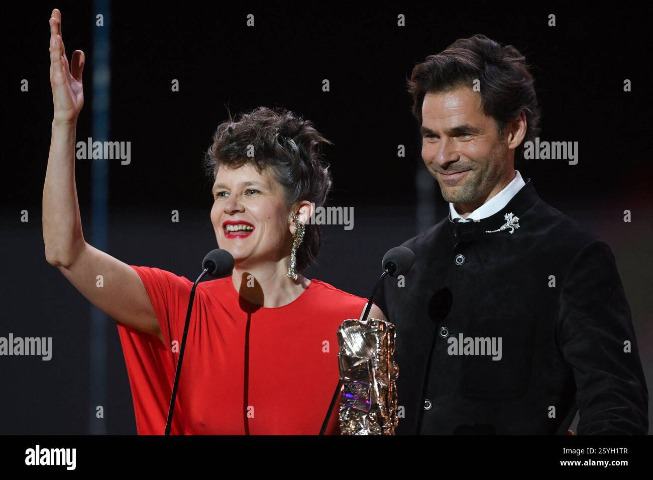 Paris, France. 25th Feb, 2025. Camille Ducol and Clement Ducol receive ...