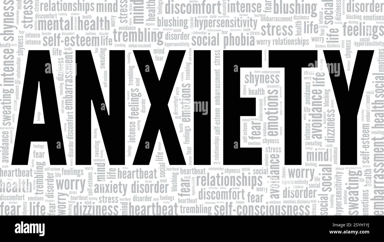 Anxiety word cloud conceptual design isolated on white background Stock ...