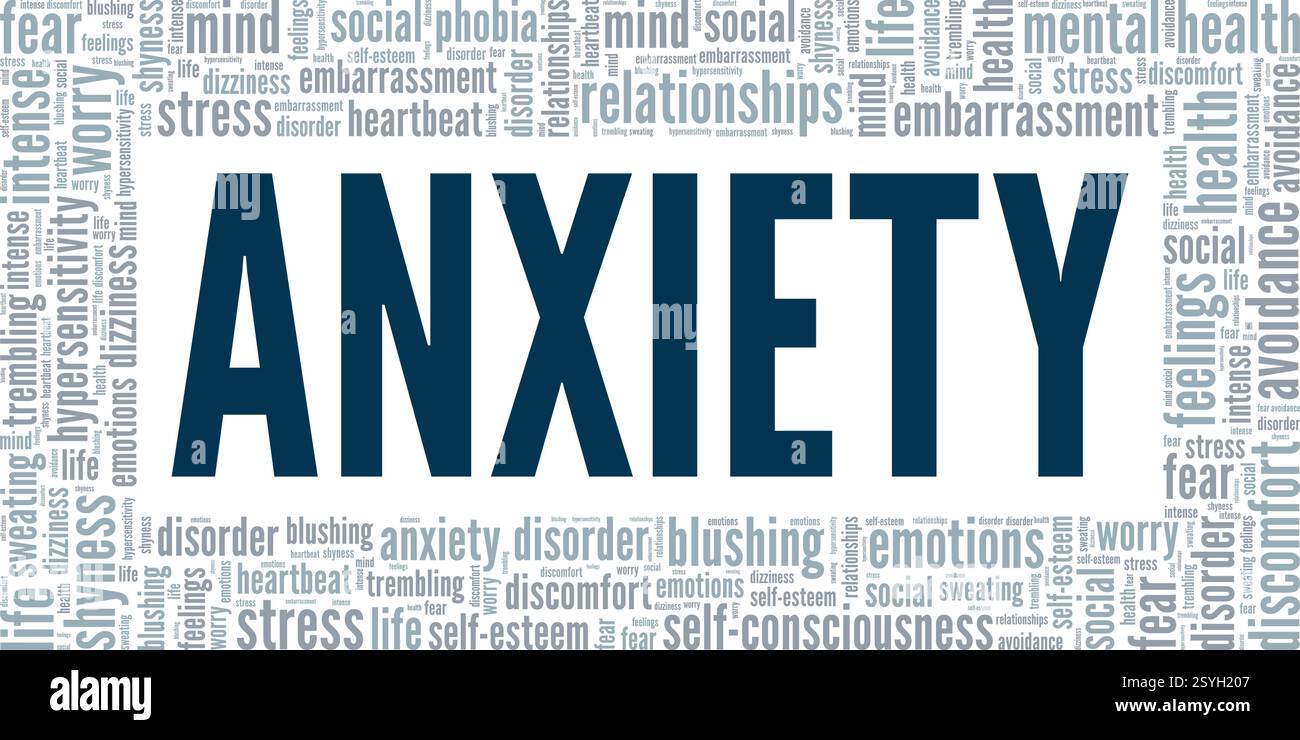 Anxiety word cloud conceptual design isolated on white background Stock ...