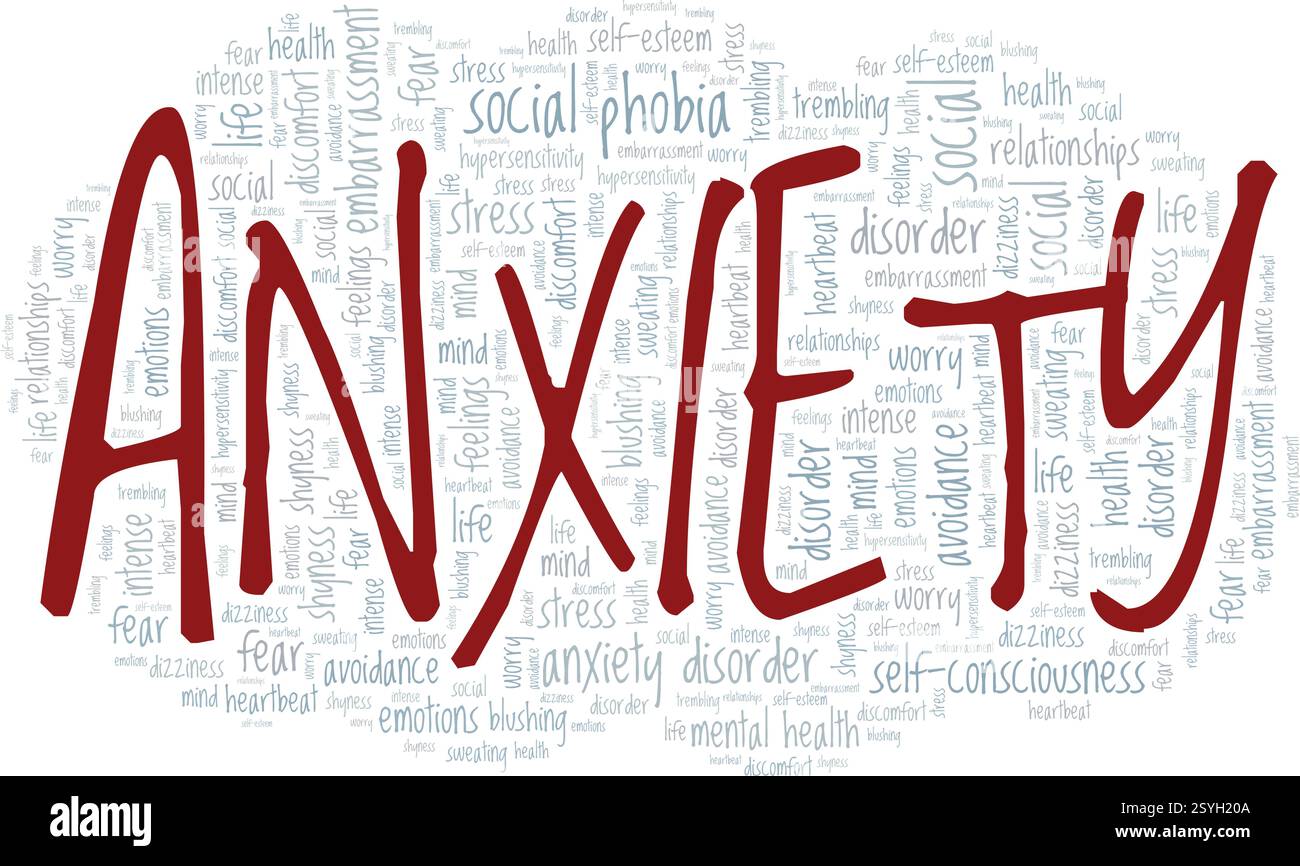 Anxiety word cloud conceptual design isolated on white background Stock ...