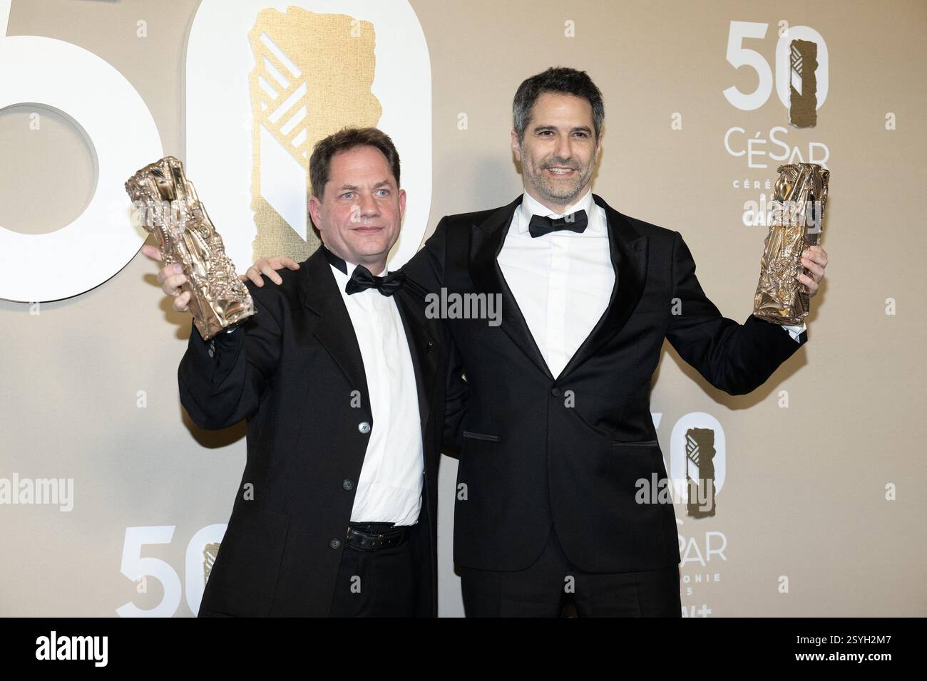 Paris, France. 28th Feb, 2025. Ron Dyens and Gregory Zalcman pose in ...