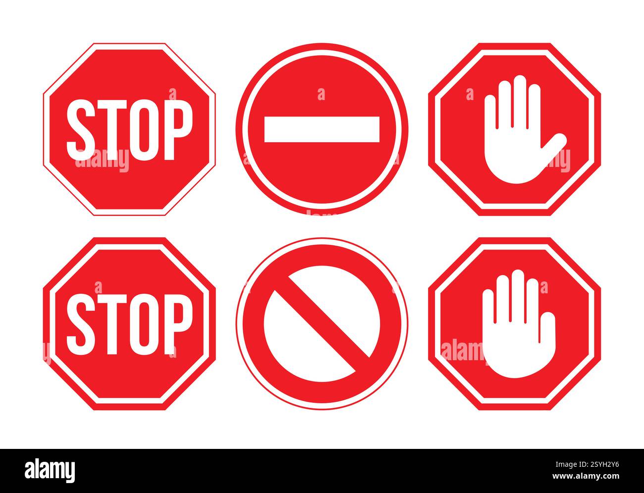 Set of Stop signs on white background. Vector illustration Stock Vector ...
