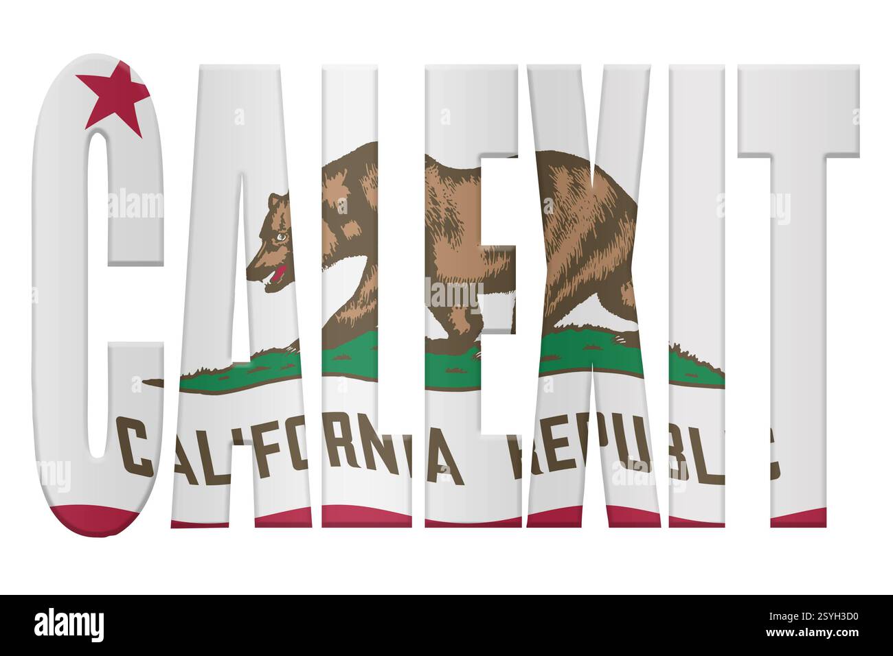 Digital composite California flag with a wave and shadow overlay ...