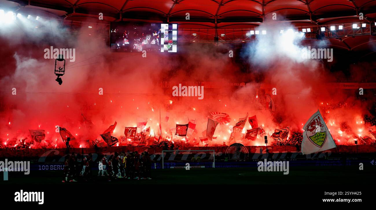 Stuttgart, Ger. 28th Feb, 2025. im Bild: Pyro, Pyrotechnik, Raucht?pfe ...