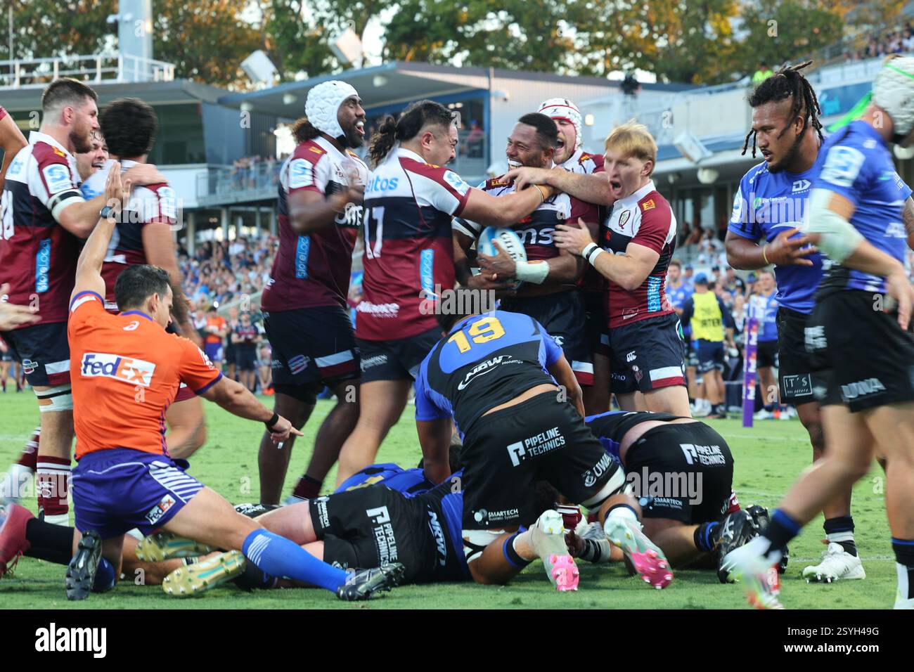 Perth, Australia. 01st Mar, 2025. Reds players celebrate a last minute ...
