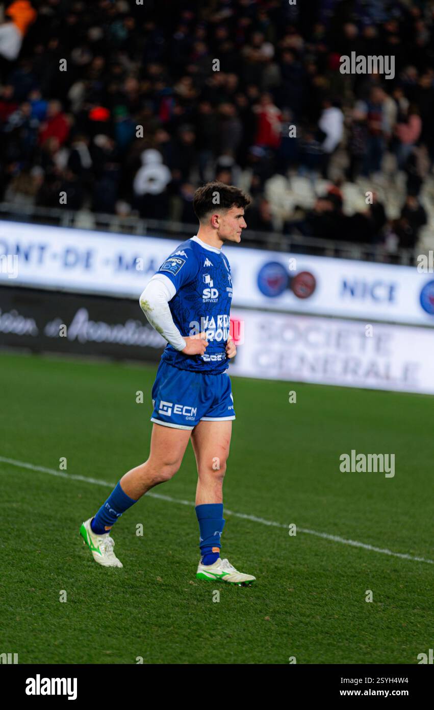 Max Clement (21 Grenoble) in action during 2nd Division French Rugby ...