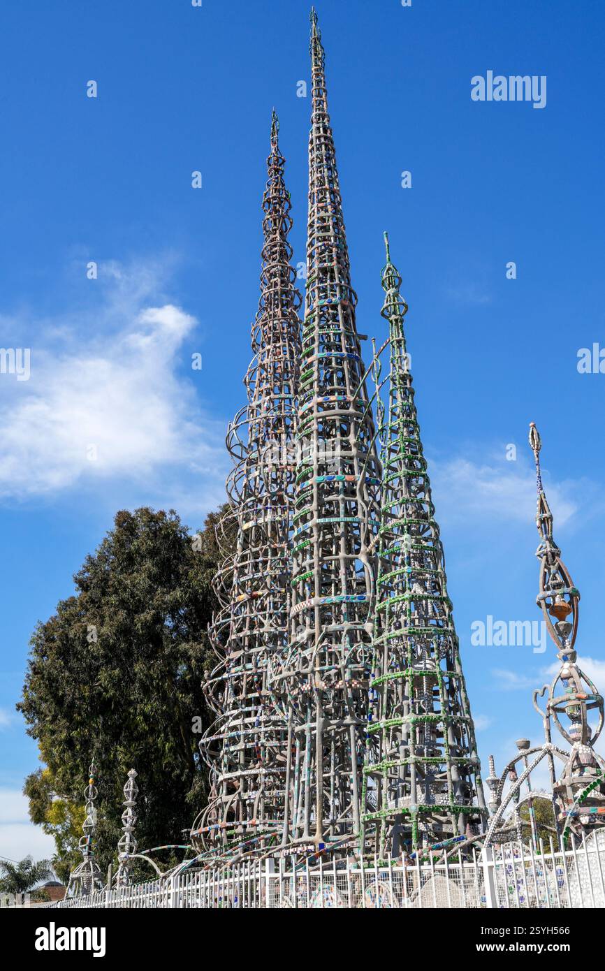 The WATTS TOWERS Historical site also known as Towers of Simon Rodia ...