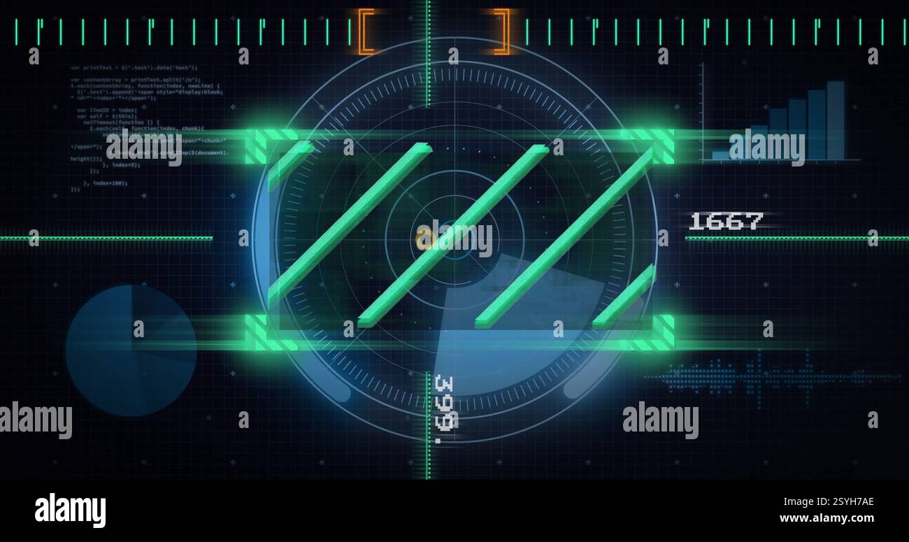 Image of digital data processing and scope scanning over dark ...
