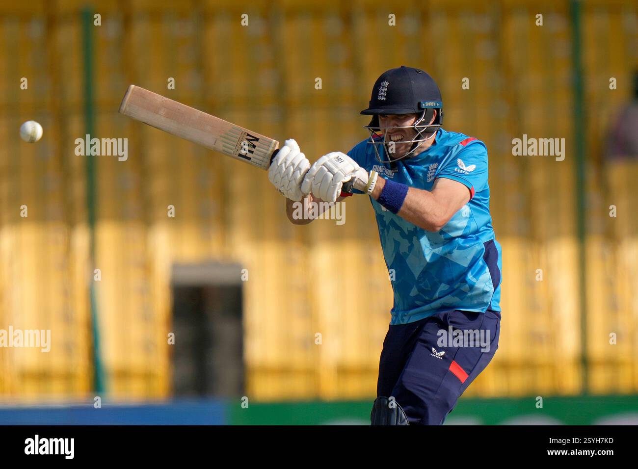 England's Jamie Overton plays a shot during the ICC Champions Trophy ...