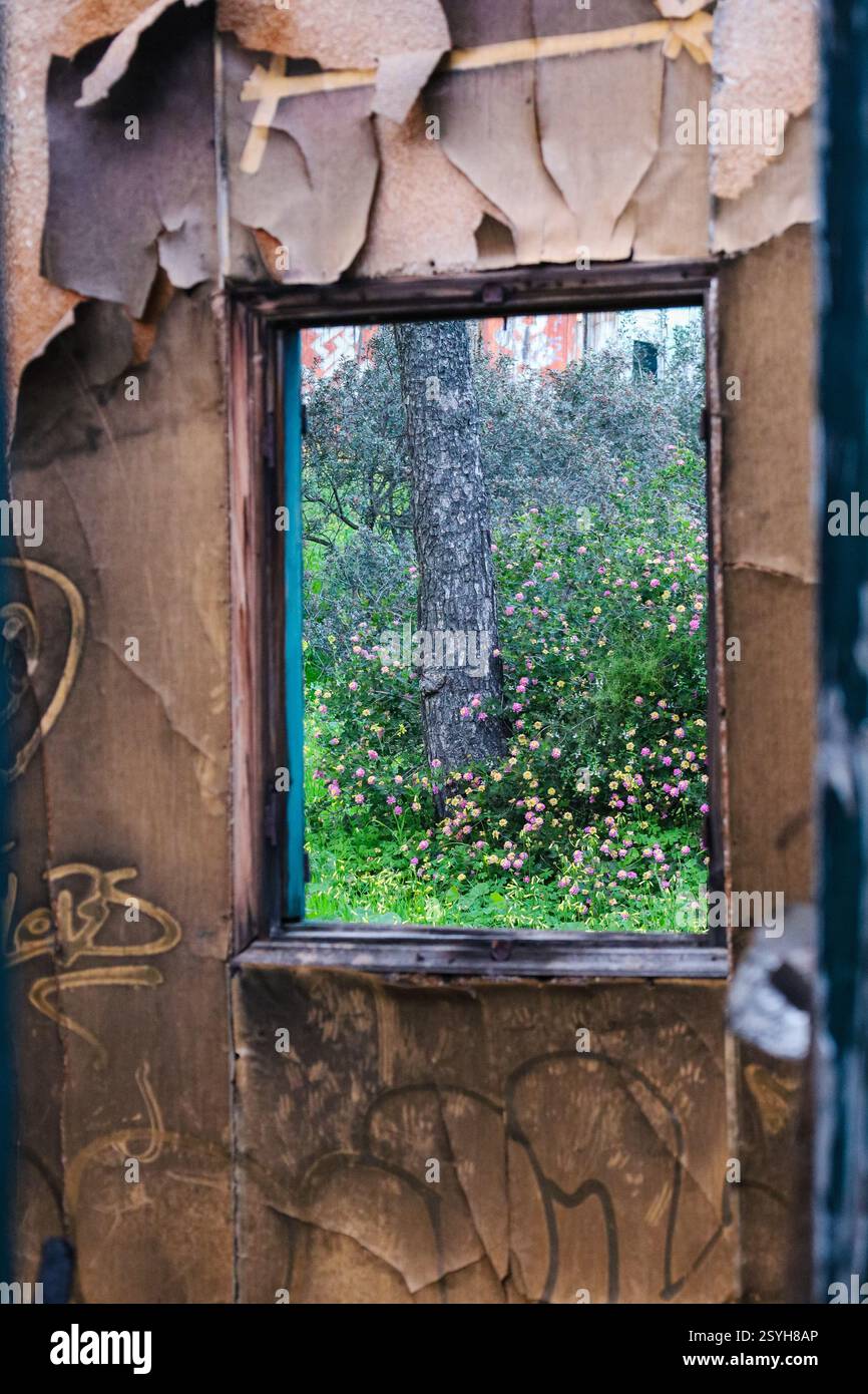 Vouliagmeni, Greece - February 28, 2025. Broken Window Frame on ...