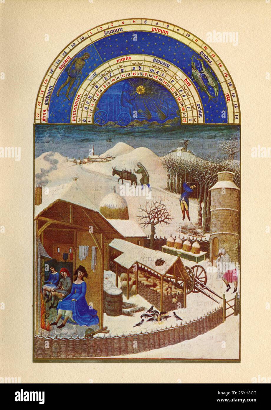Les très riches heures du Duc de Berry , le calendrier. Février Stock Photo - Alamy