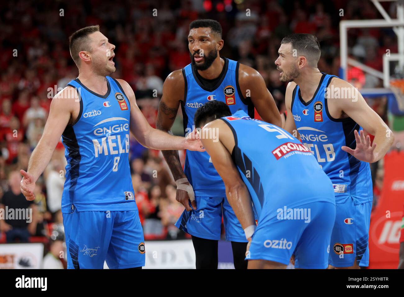Perth, Australia. 01st Mar, 2025. Matthew Dellavedova (left) of United ...