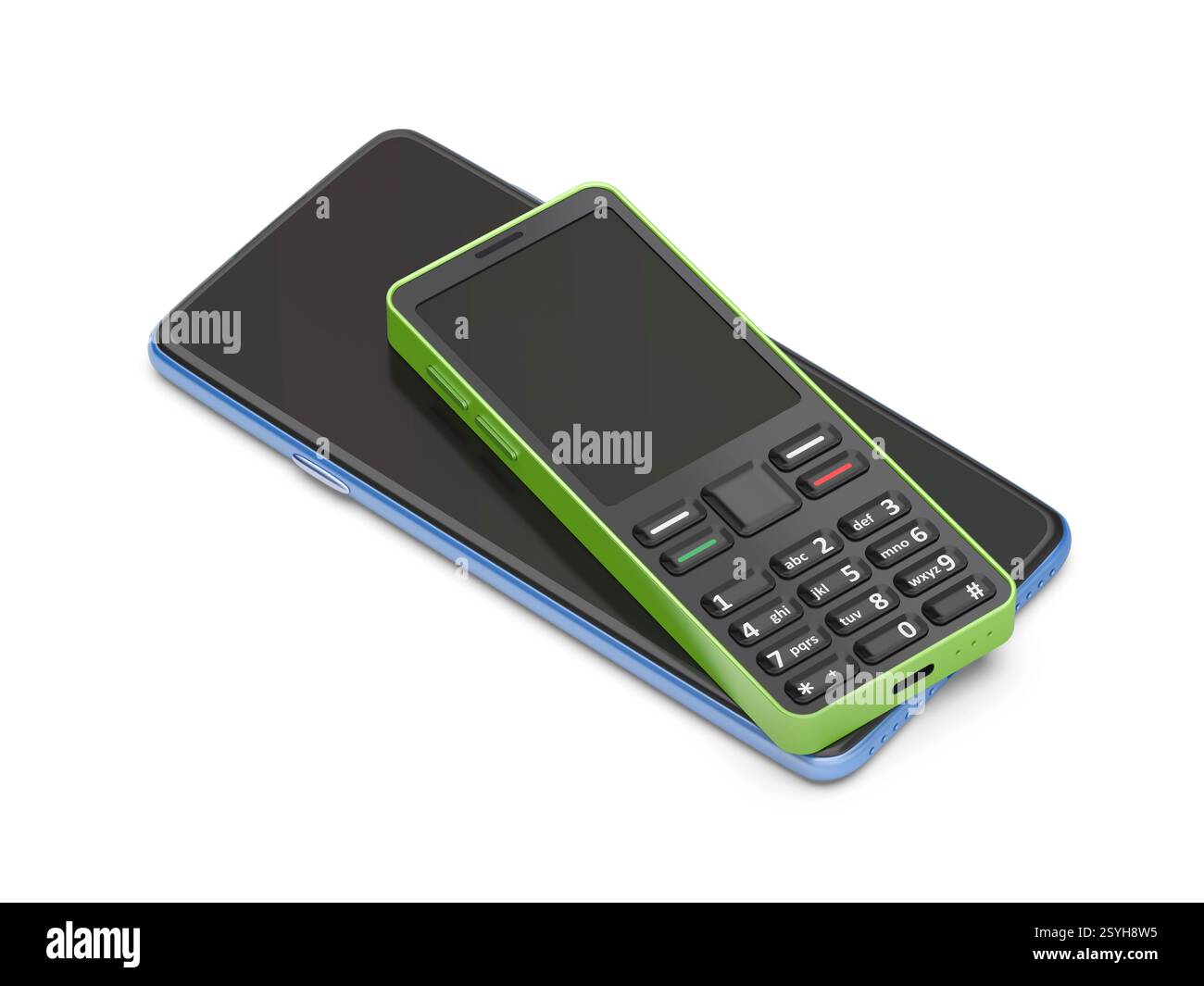 Smartphone and feature phone on a white background Stock Photo - Alamy