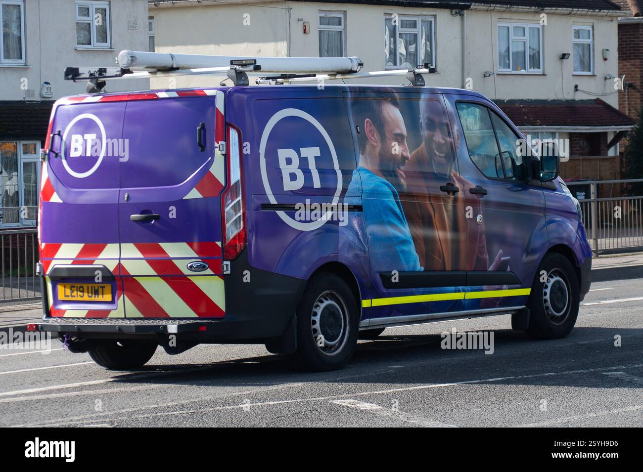 Slough, UK. 25th February, 2025. in Slough, Berkshire. A BT van in ...