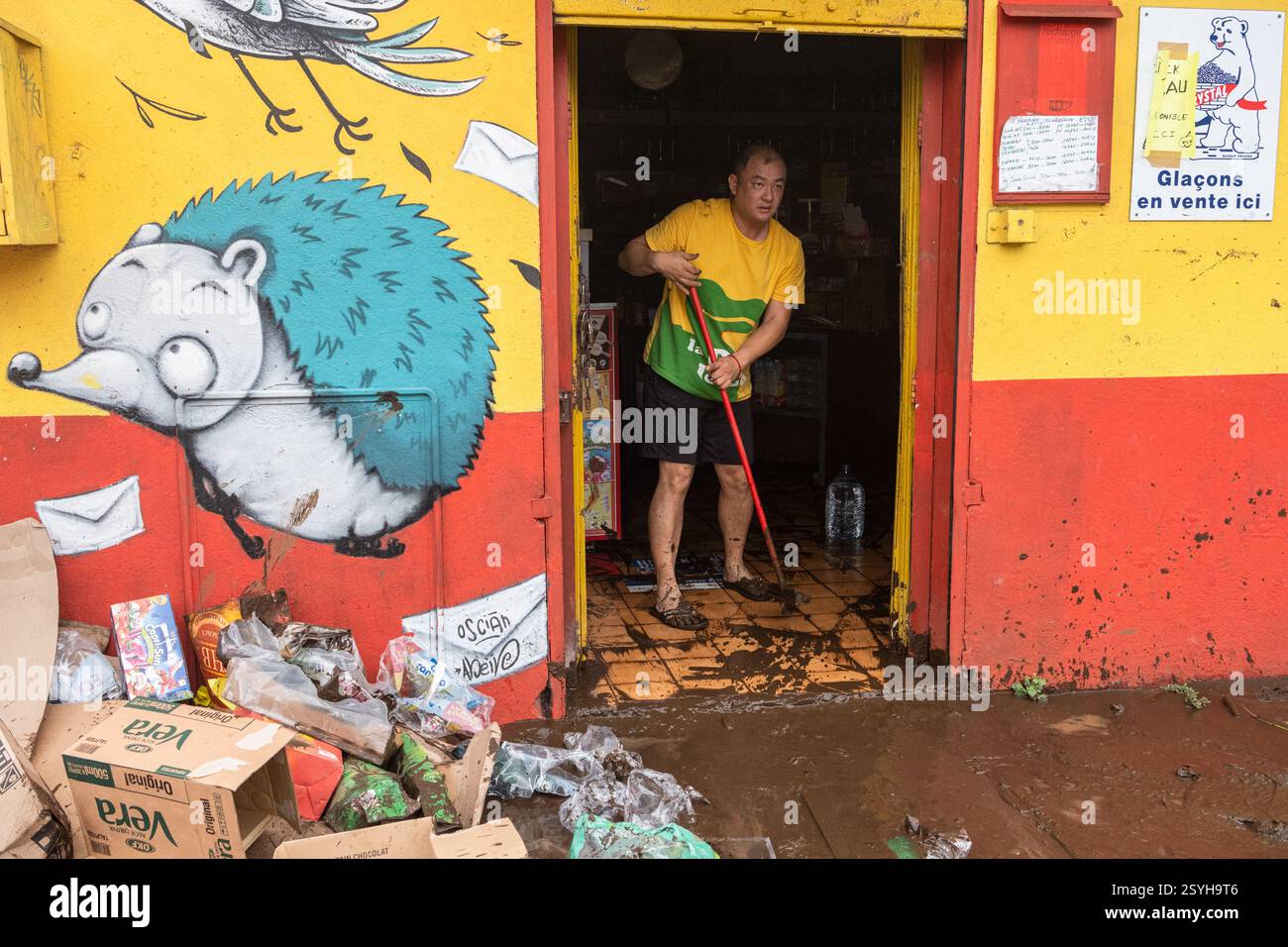 Saint Gilles Les Bains, France. 01st Mar, 2025. 24 hours after the ...