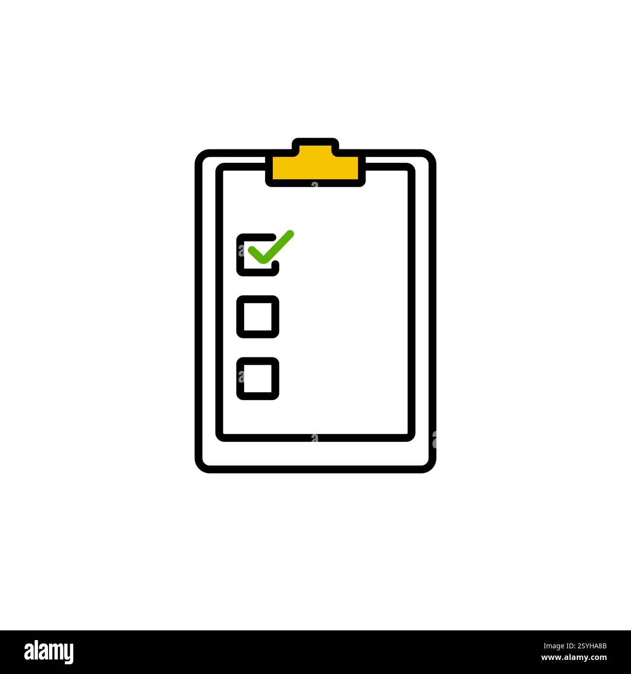 Simple clipboard with checkboxes highlighted with a green check mark ...