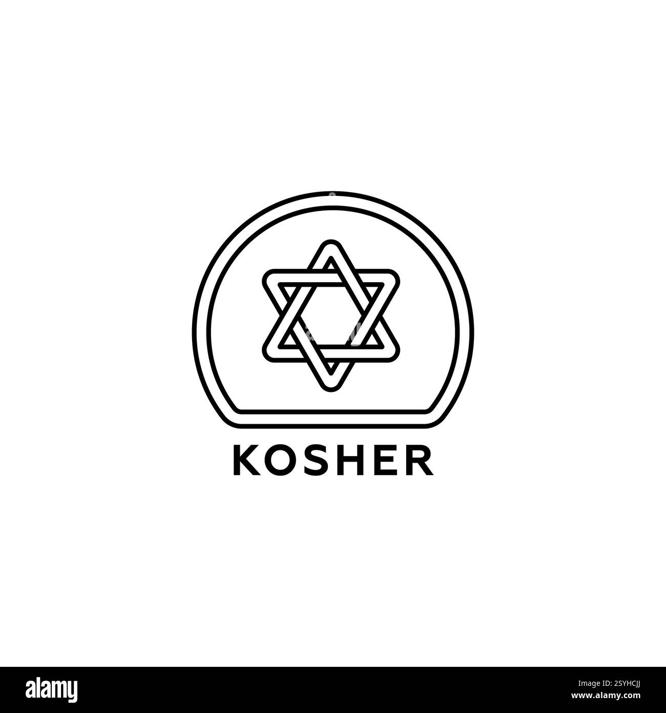 Kosher label with star of david icon signifying food certification and ...