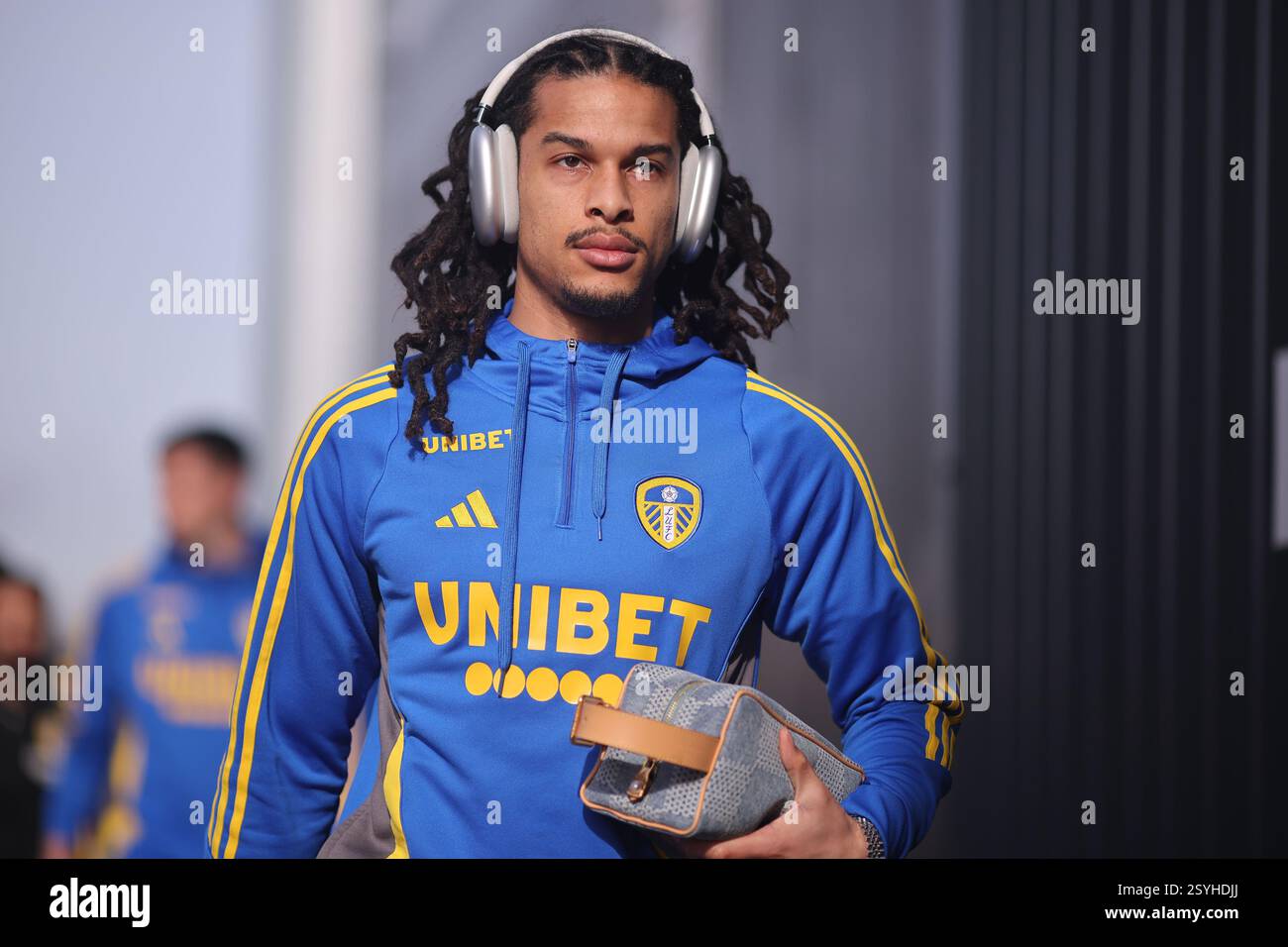 Isaac Schmidt (Leeds United) arriving before the Sky Bet Championship ...