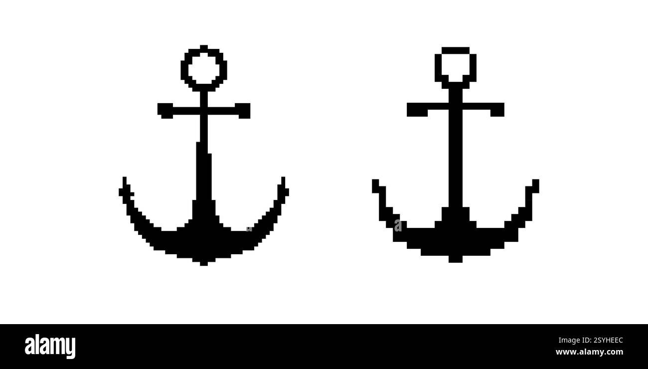 Simple pixelated anchor design with two varied styles and distinct ...