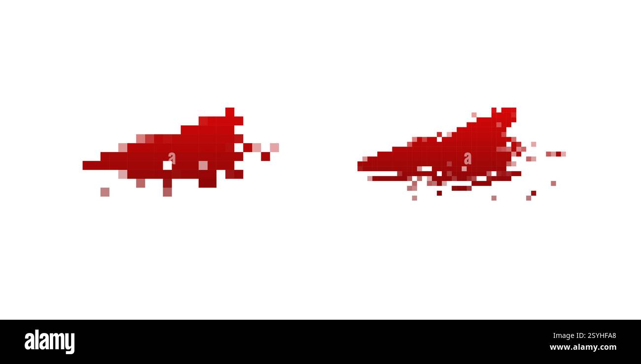 Pixelated red blood stains on white background, abstract digital horror ...