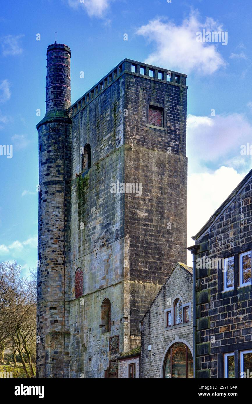 The historic Lumbutts Water Tower, juxtaposed with renovated properties ...