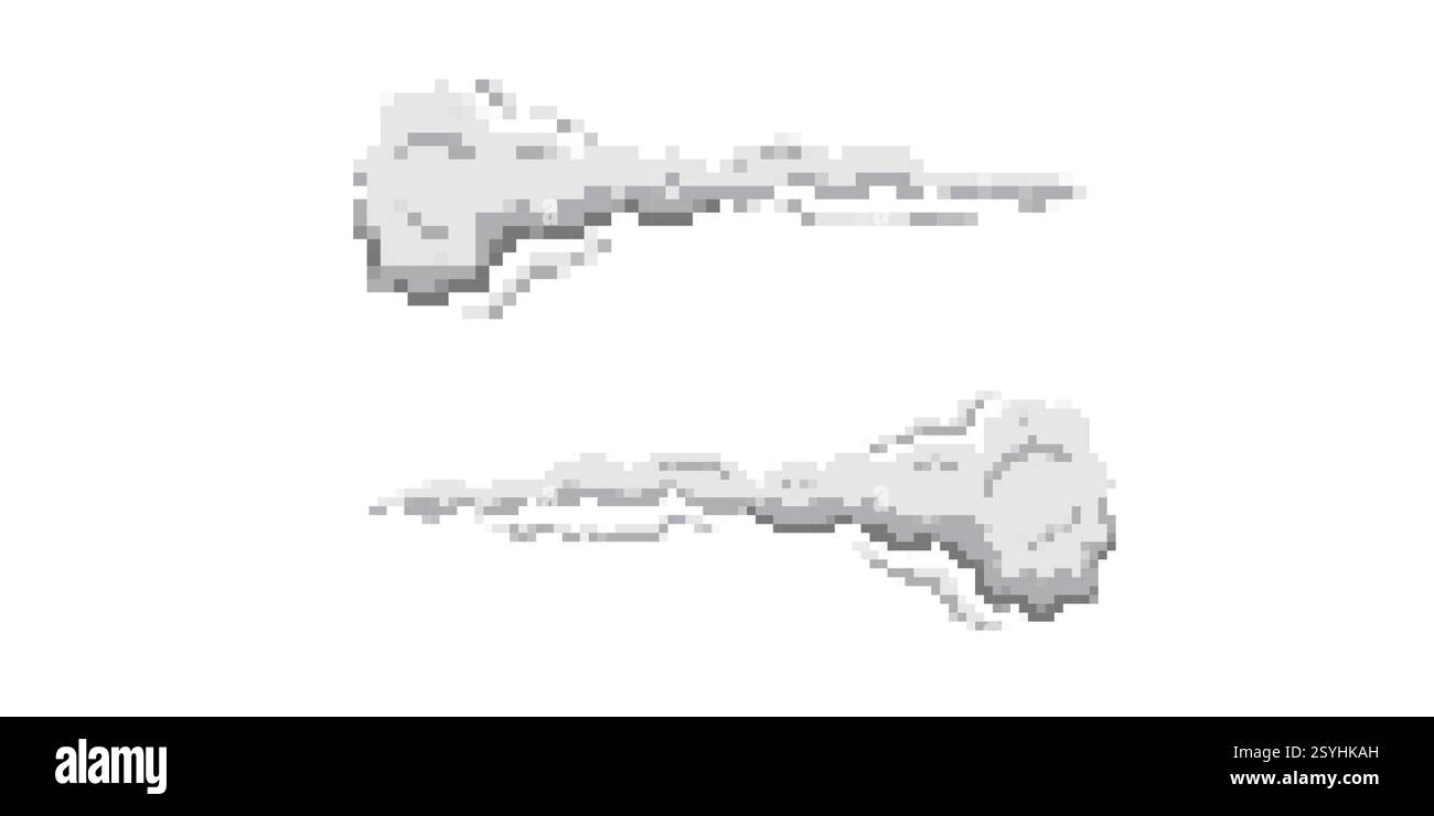 Two distinctive pixelated clouds with unique shapes and defined ...