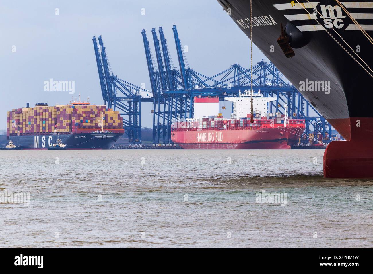 Felixstowe Port Deep Water Berths with MSC Container Ships MSC Mara and ...