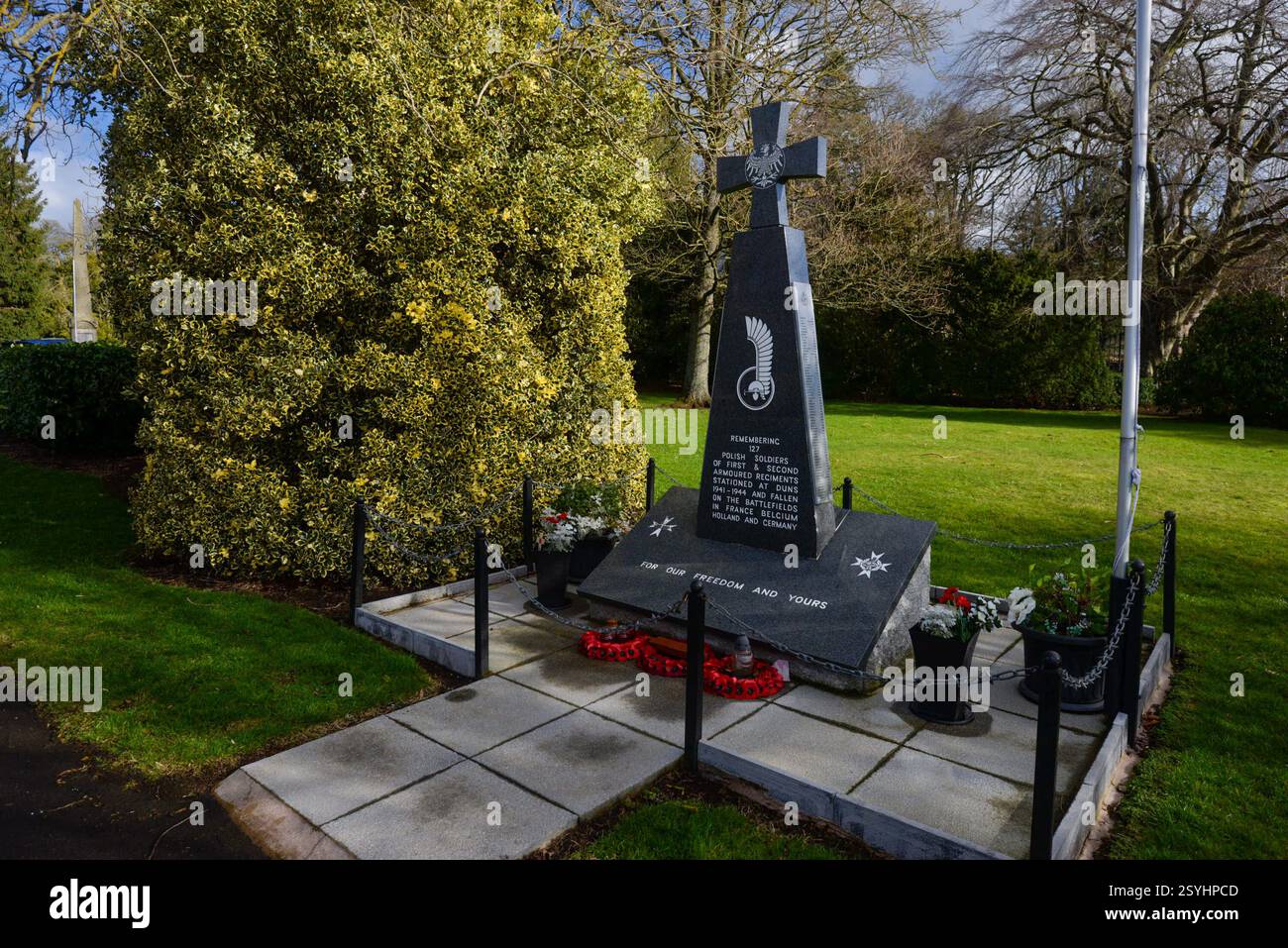 Polish War Memorial, Duns, Scottish Borders, Scotland, UK Stock Photo ...