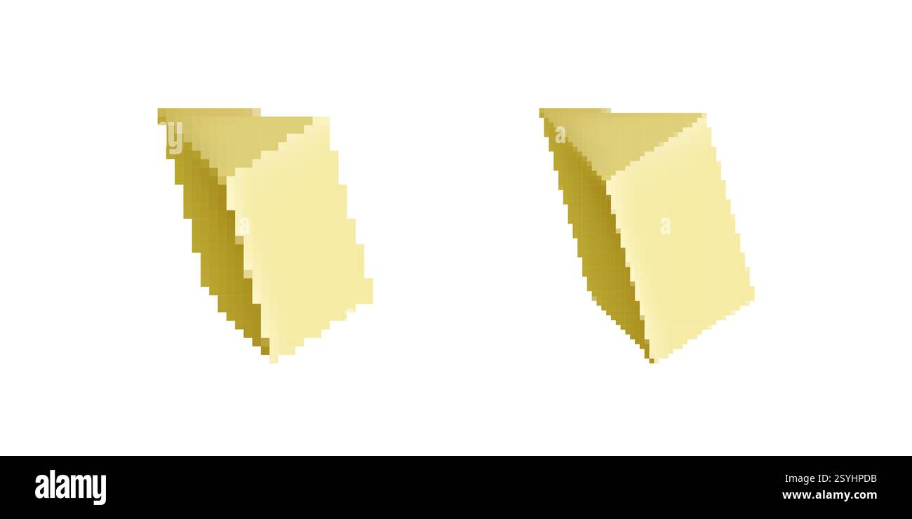 Isometric view of two simple geometric shapes with 3d pixelated style ...