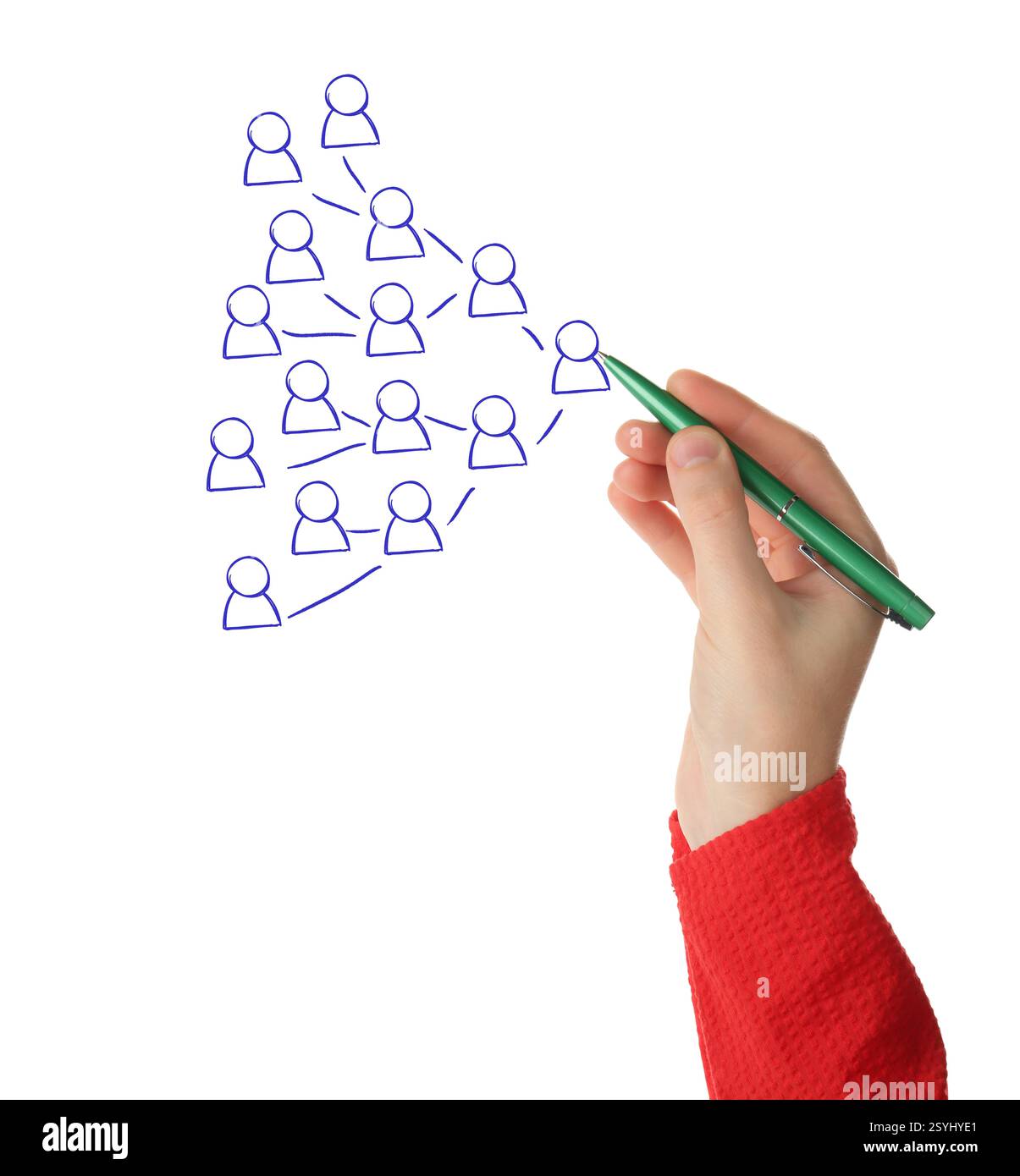 Woman drawing family tree on white background. Scheme with human ...